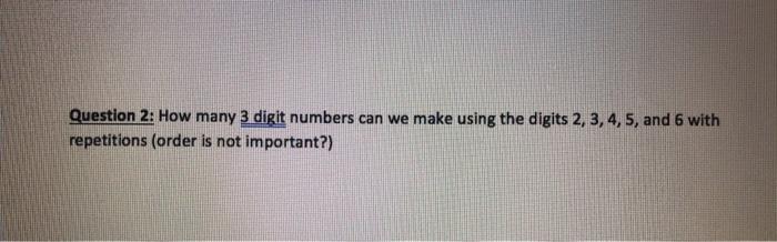 Solved Chapter 12 Assignment Question 1: How many 3 digit | Chegg.com