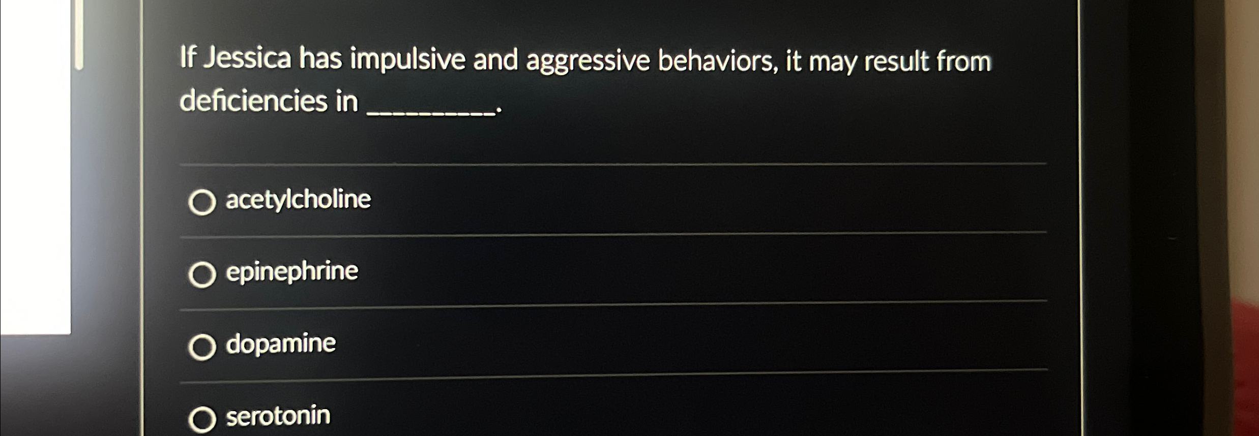 Solved If Jessica has impulsive and aggressive behaviors, it | Chegg.com