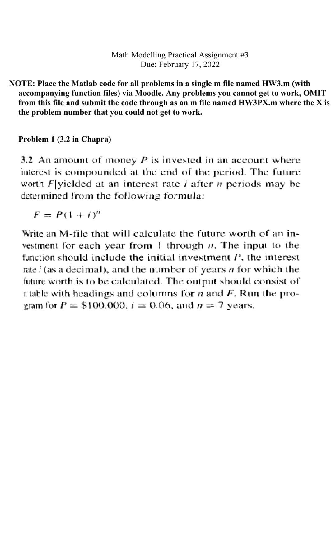 Solved Math Modelling Practical Assignment #3 Due: February | Chegg.com