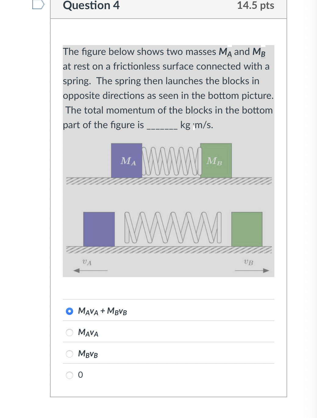 Solved Question 414.5 ptsThe figure below shows two masses | Chegg.com