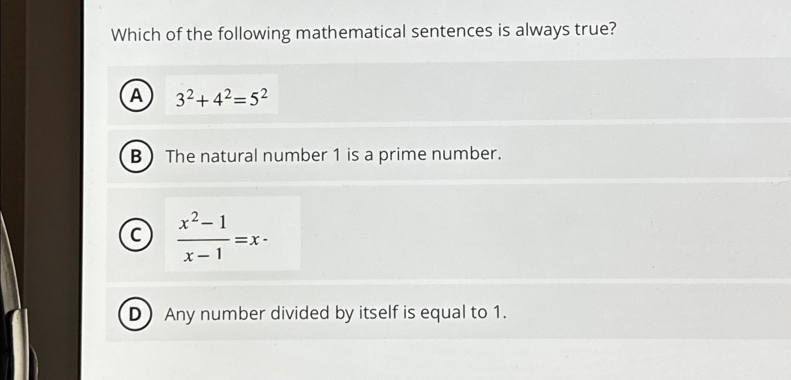 Which of the following mathematical sentences is | Chegg.com