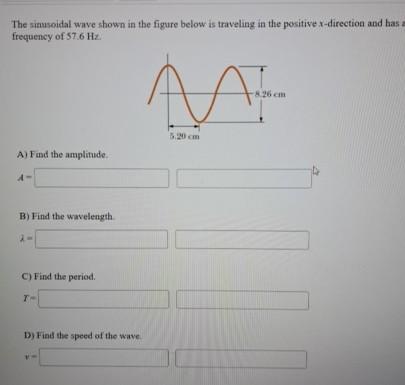 Solved The sinusoidal wave shown in the figure below is | Chegg.com