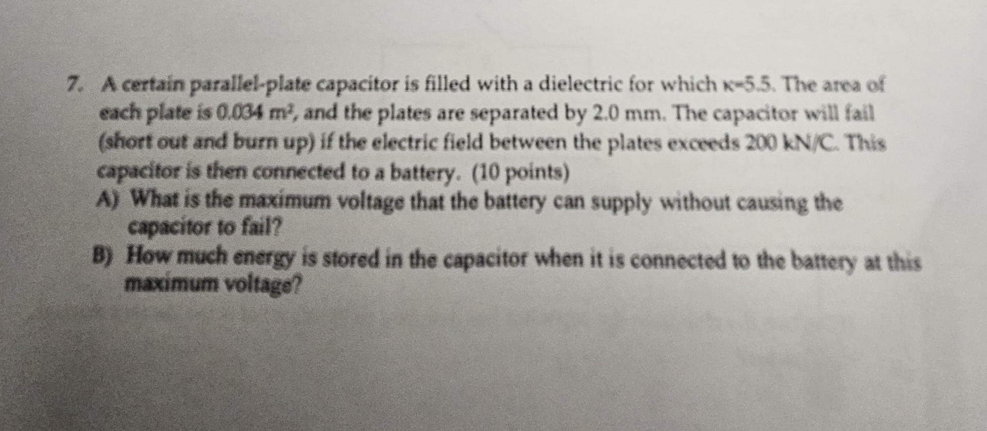 Solved A certain parallel-plate capacitor is filled with a | Chegg.com