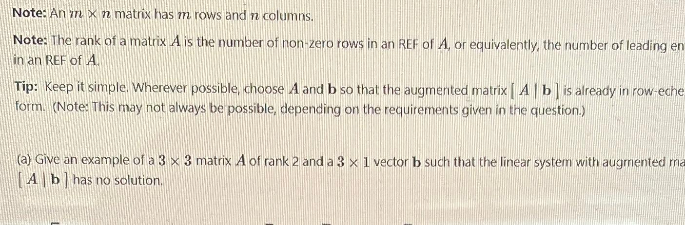 Solved Note: An m\\\\times n matrix has m rows and n | Chegg.com