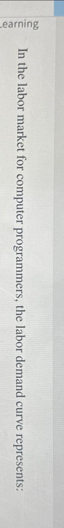 Solved In the labor market for computer programmers, the | Chegg.com