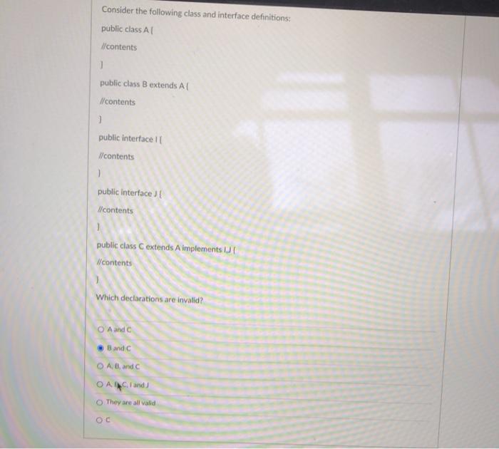 Solved Consider the following class and interface | Chegg.com
