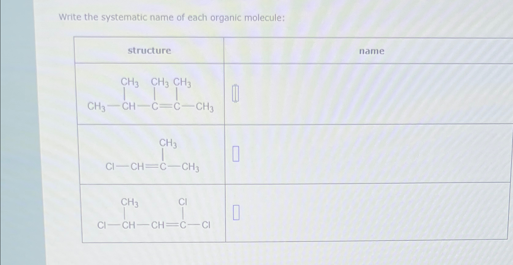 Solved Write the systematic name of each organic | Chegg.com