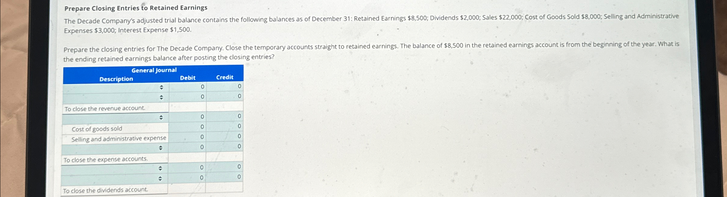 Solved Prepare Closing Entries to Retained Earnings Expenses | Chegg.com