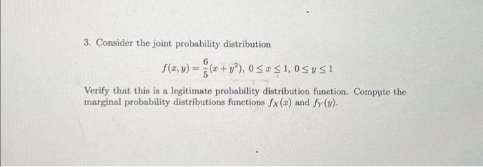 Solved 3. Consider the joint probability distribution | Chegg.com