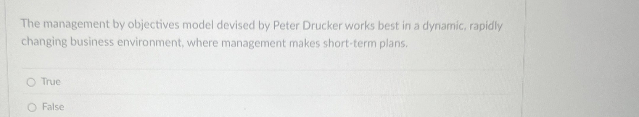 Solved The management by objectives model devised by Peter | Chegg.com