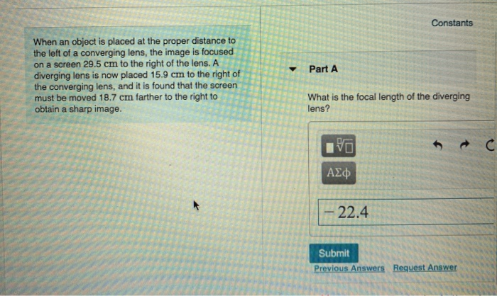 Solved Constants Part A When an object is placed at the | Chegg.com