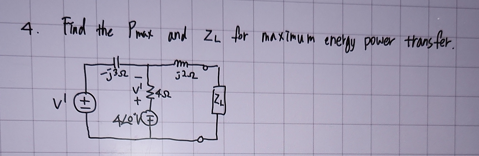 Solved Find the Pmax ﻿and ZL ﻿for maximum energy power | Chegg.com