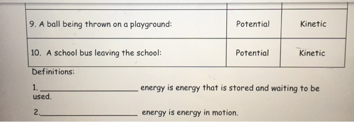 Solved Potential and Kinetic Energy 1. Holding a marble at | Chegg.com