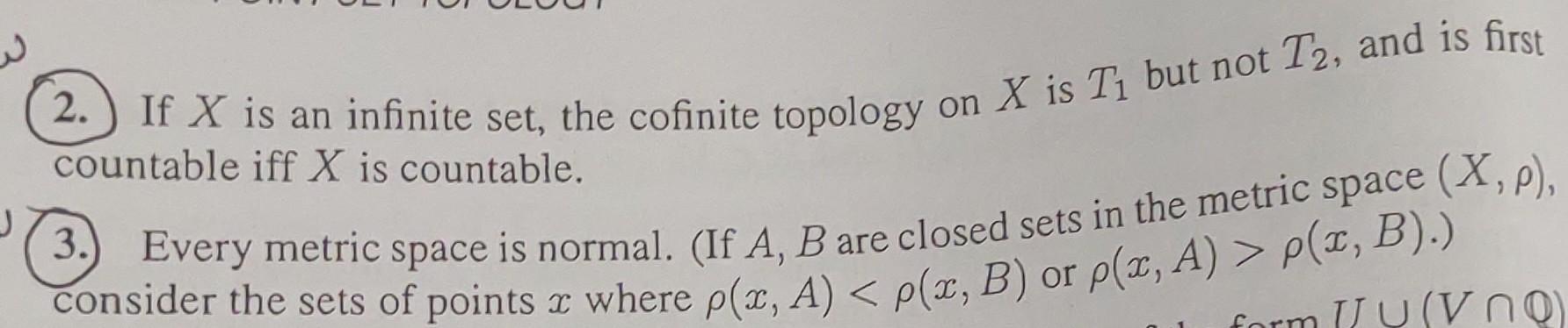 Solved (2.) If X is an infinite set, the cofinite topology | Chegg.com