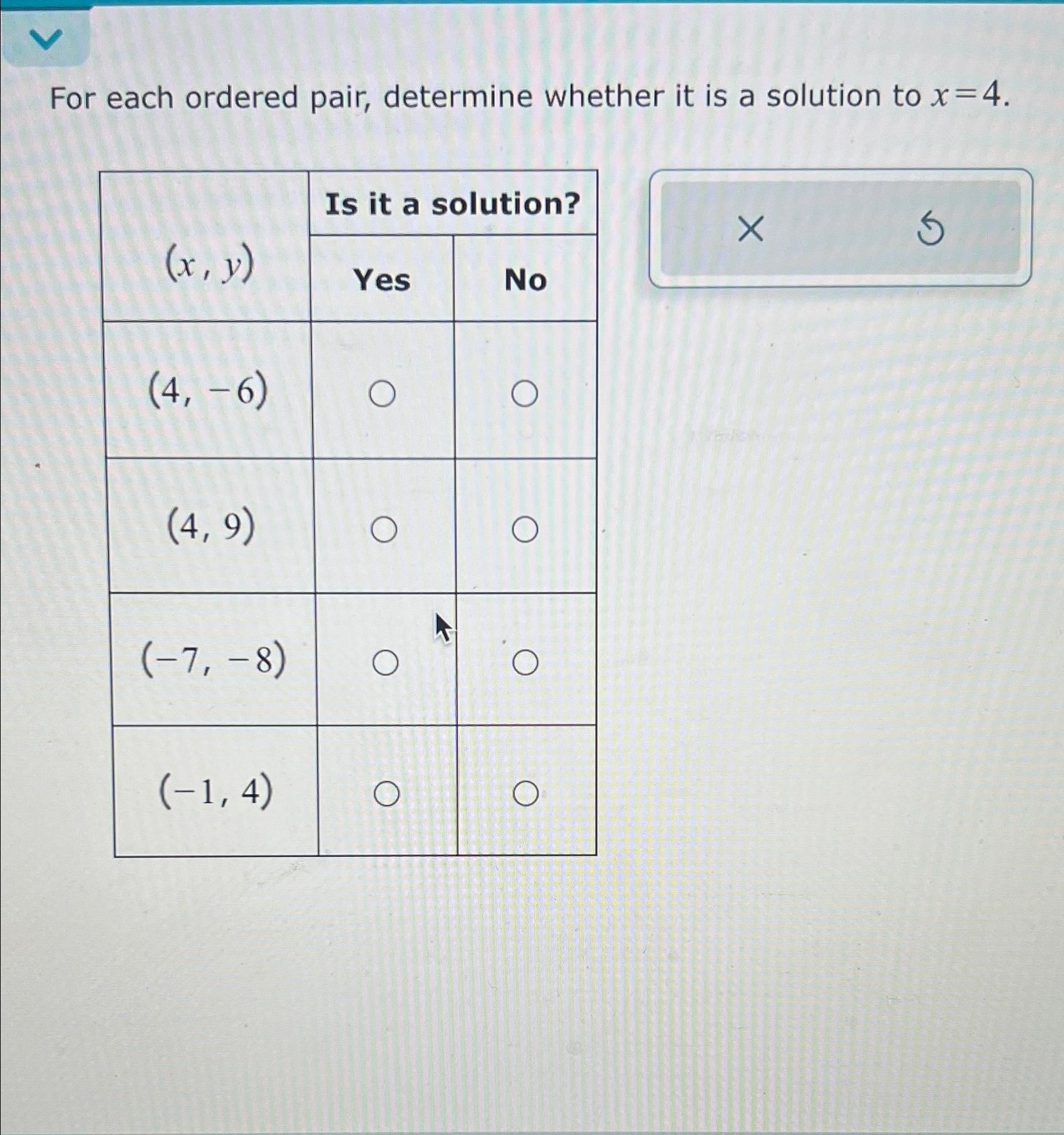 Solved For each ordered pair, determine whether it is a | Chegg.com