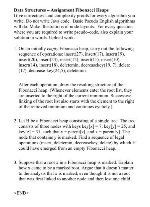 Data Structures - Assignment Fibonacci Heaps Give | Chegg.com