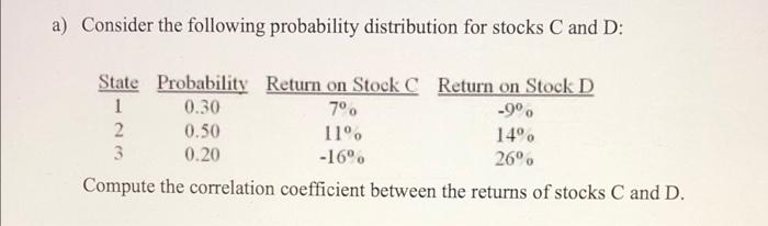 Solved a) Consider the following probability distribution | Chegg.com