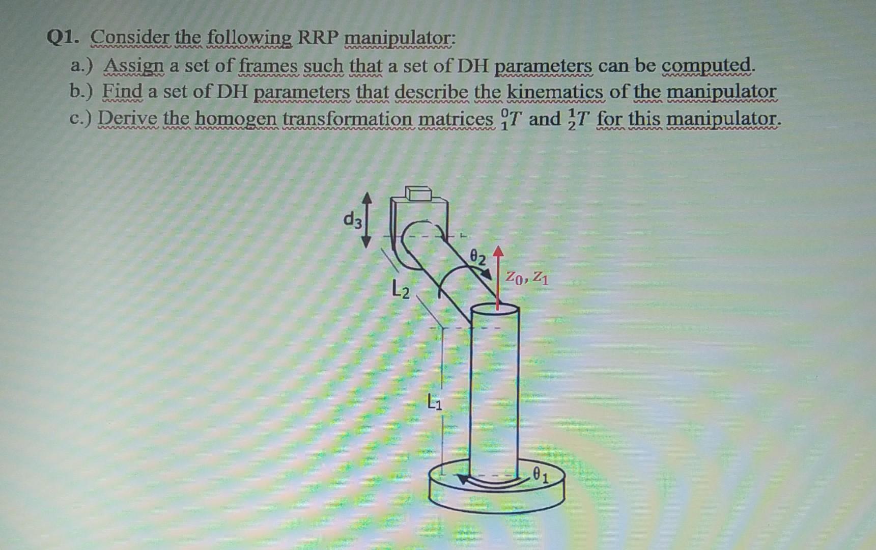 Solved Q1. Consider the following RRP manipulator: a.) | Chegg.com