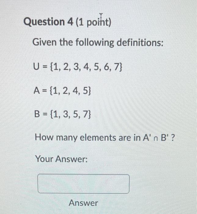 Solved Given the following definitions: | Chegg.com