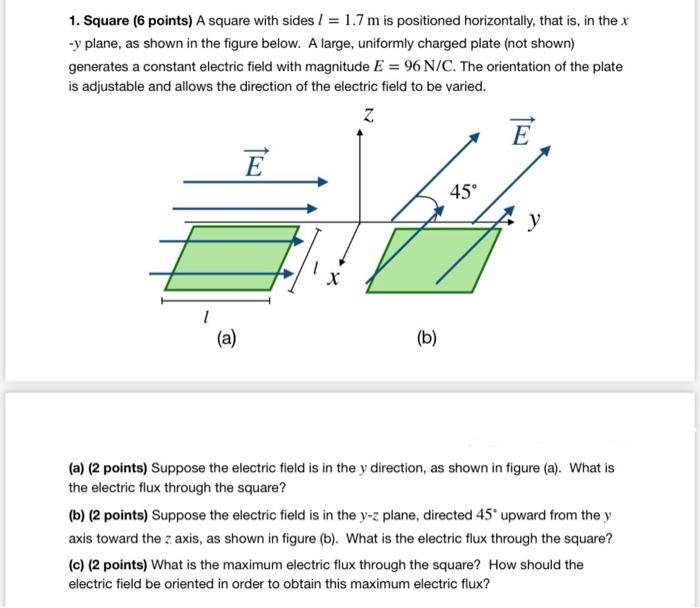 Solved 1. Square (6 points) A square with sides I = 1.7 m is | Chegg.com