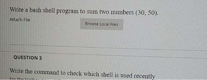 Solved Write A Bash Shell Program To Sum Two Numbers 30 7941