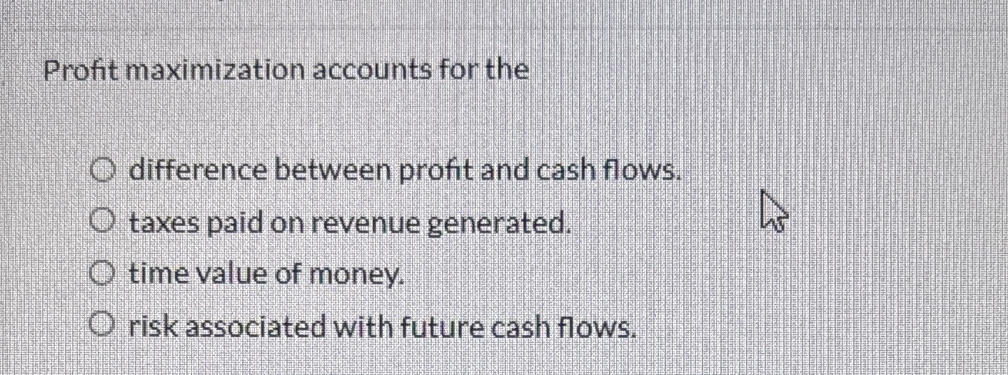 Solved Profit maximization accounts for thedifference | Chegg.com