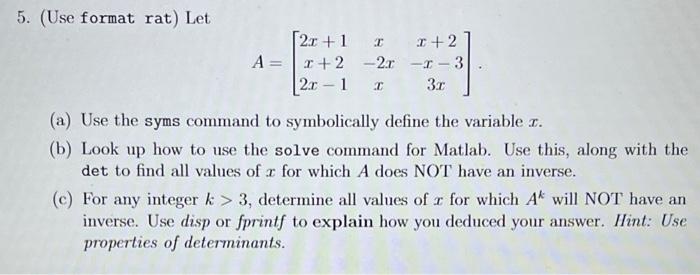 5. (Use format rat) Let | Chegg.com