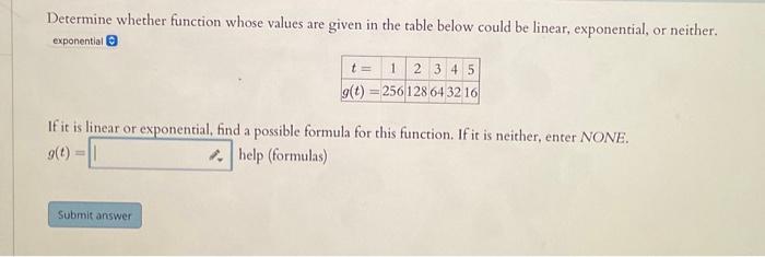 Solved Determine whecher function whose values are given in | Chegg.com