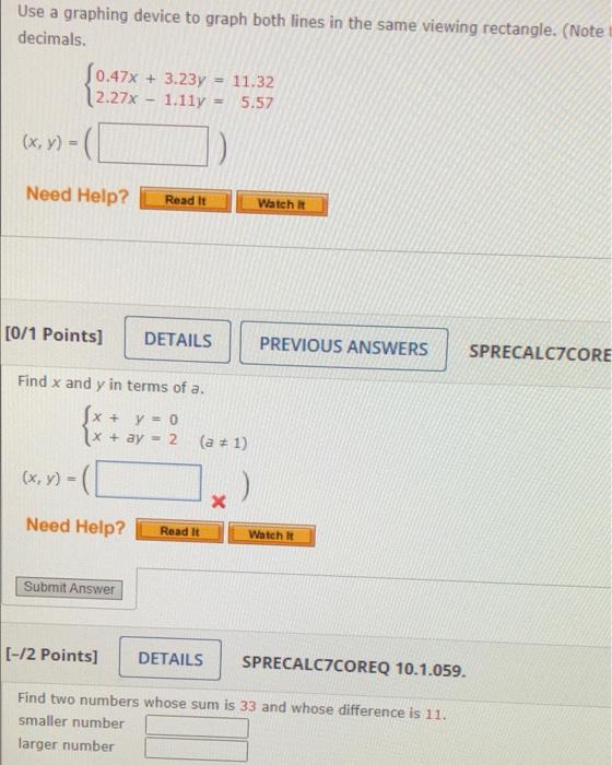 Solved Use a graphing device to graph both lines in the same | Chegg.com