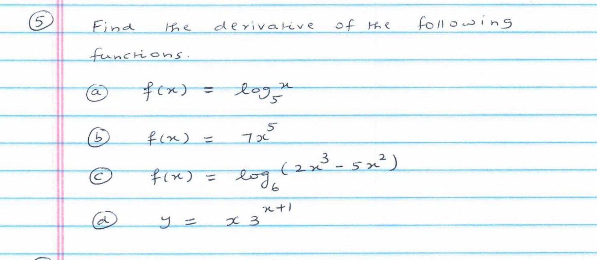 Solved Find the derivative of the following functions. (a) | Chegg.com