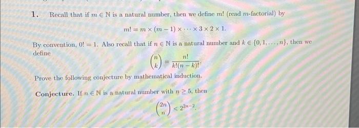 Solved 1. Recall that if m∈N is a natural number, then we | Chegg.com