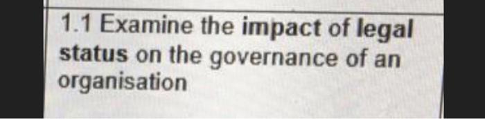 Solved 1.1 Examine the impact of legal status on the | Chegg.com
