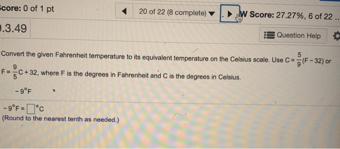 Solved Score: 0 of 1 pt 18 of 22 (8 complete) W Score: | Chegg.com