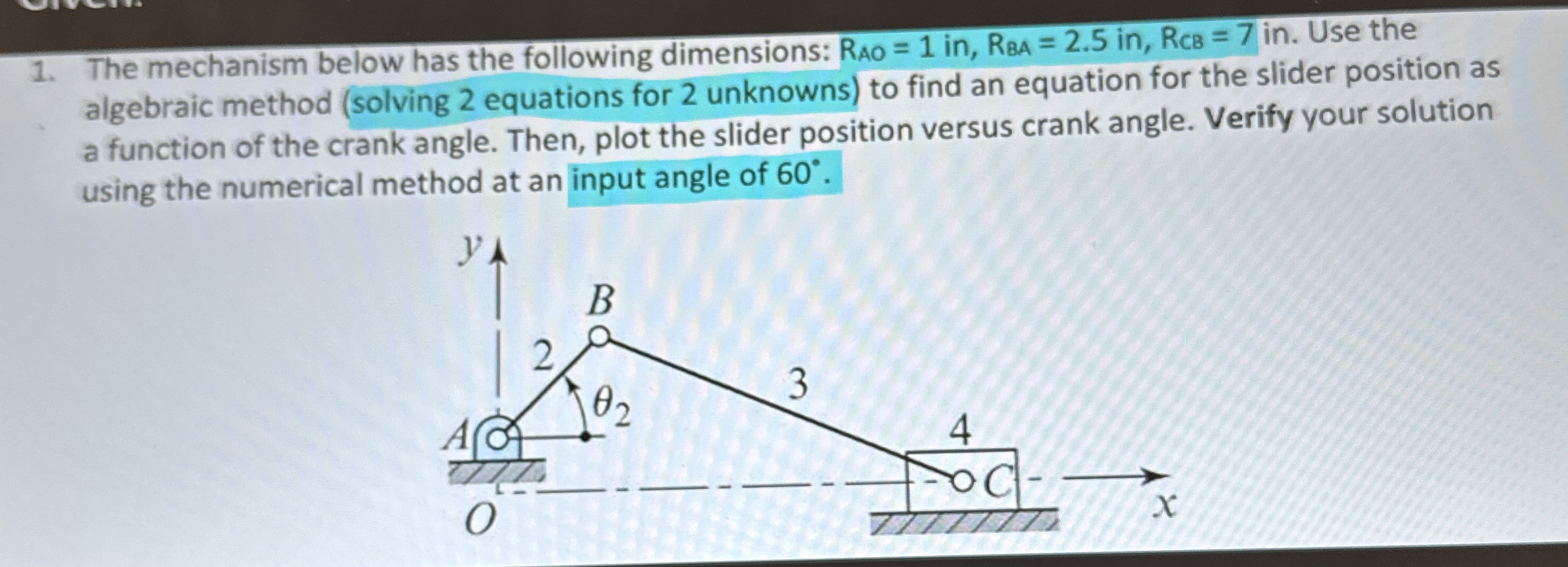 Solved The mechanism below has the following dimensions: | Chegg.com