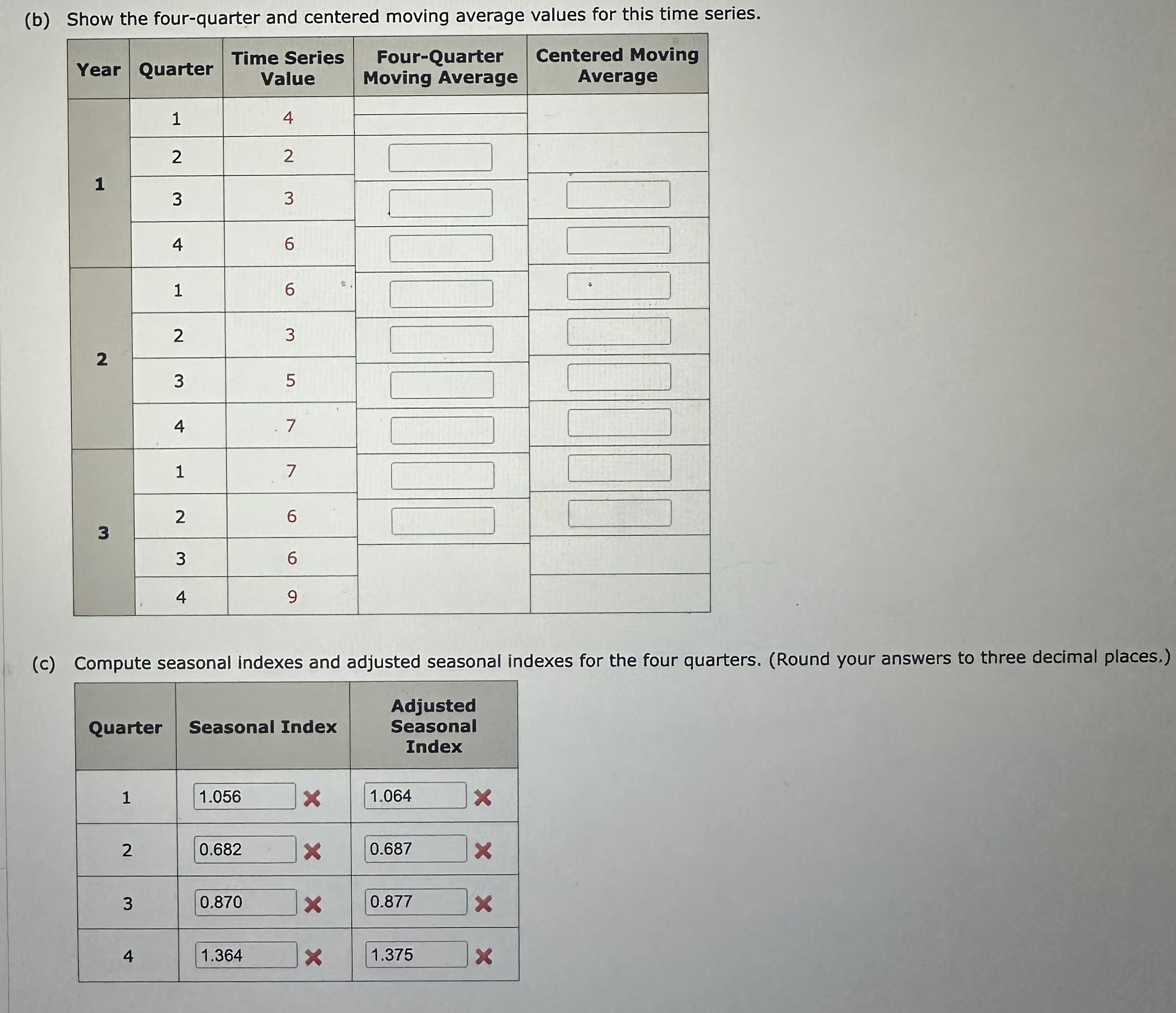 Solved Consider the following time series data Quarter | Chegg.com