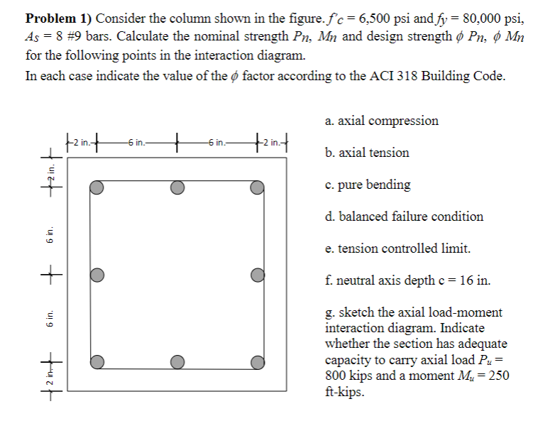 Solved Problem 1) ﻿Consider the column shown in the figure. | Chegg.com