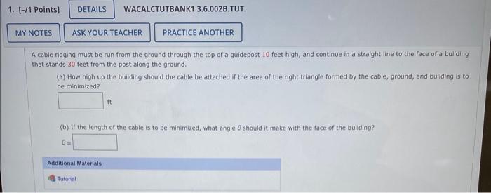 Solved A cable rigging must be run from the ground through | Chegg.com