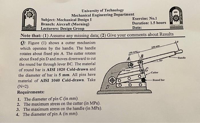 Solved University of Technology Mechanical Engineering | Chegg.com