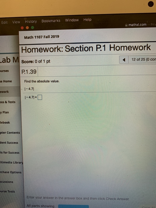 Solved View History Bookmarks Window Help mathxl.com Private | Chegg.com