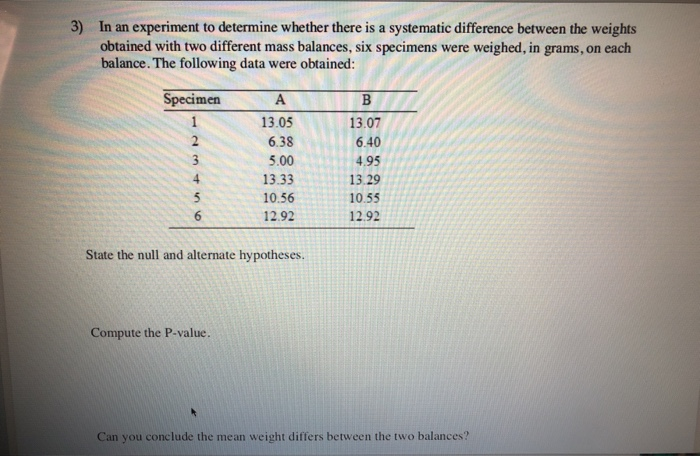 Solved 3) In an experiment to determine whether there is a | Chegg.com