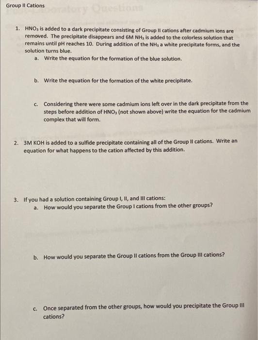 Solved 1. HNO3 is added to a dark precipitate consisting of | Chegg.com