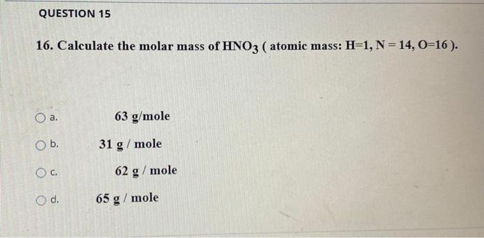 Solved Question 13 10 Calculate The Molar Mass Of Naoh