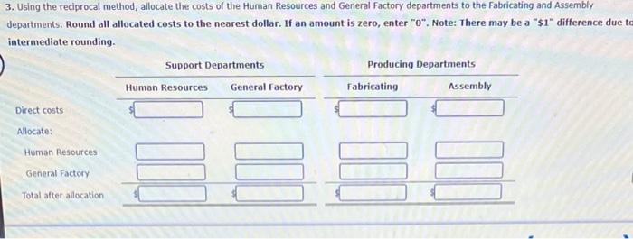 [Solved]: Reciprocal Method of Support Department Cost Alloc