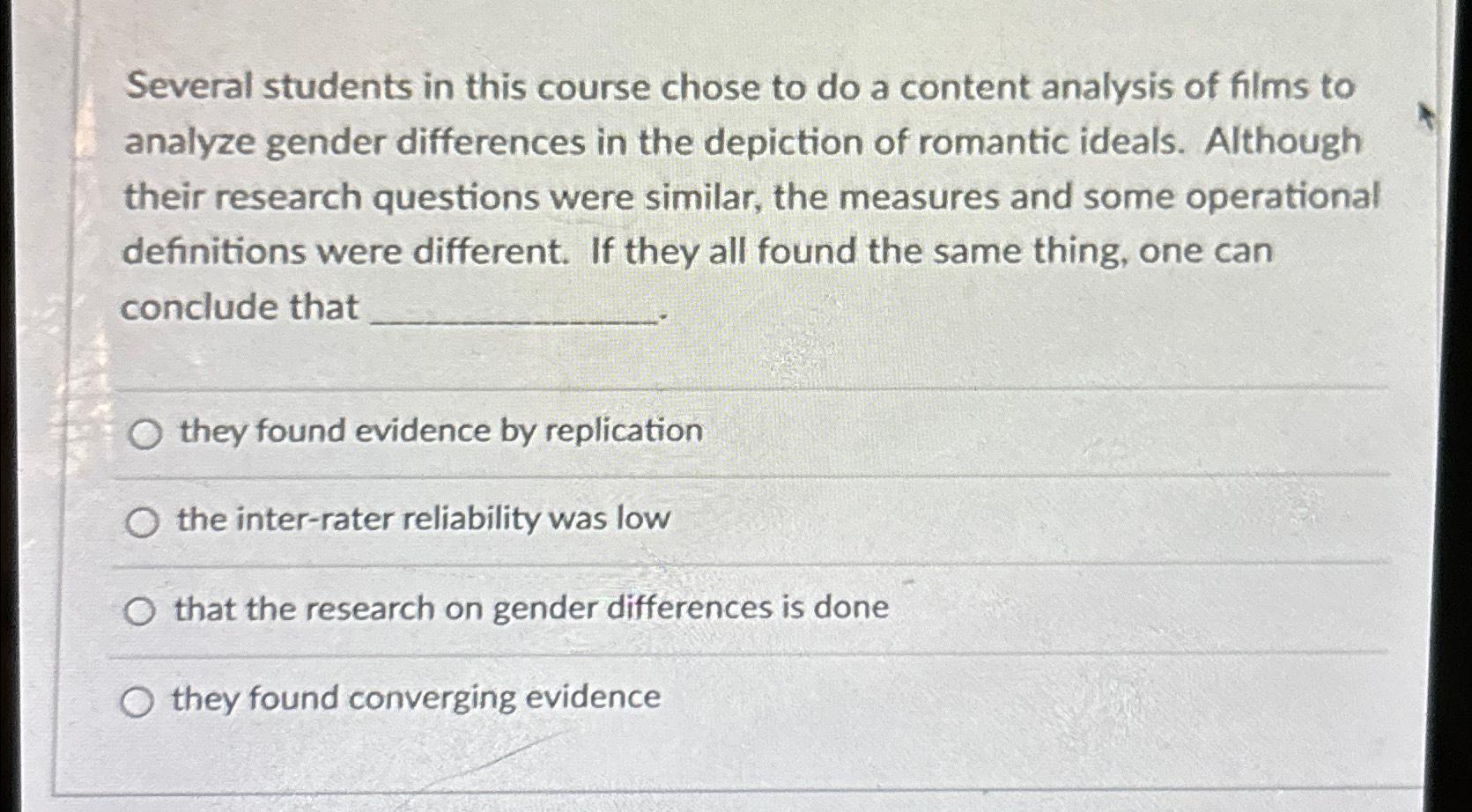 Solved Several students in this course chose to do a content | Chegg.com