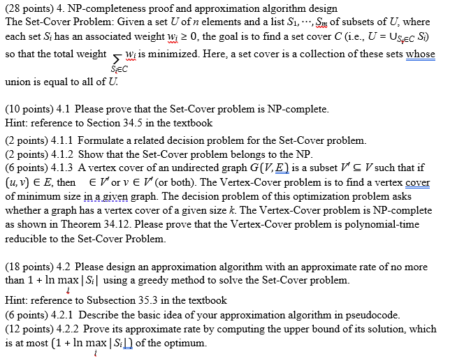 Solved (28 ﻿points) 4. ﻿NP-completeness proof and | Chegg.com