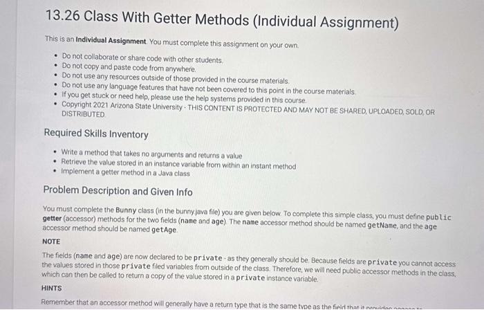 Solved 13.26 Class With Getter Methods (Individual | Chegg.com