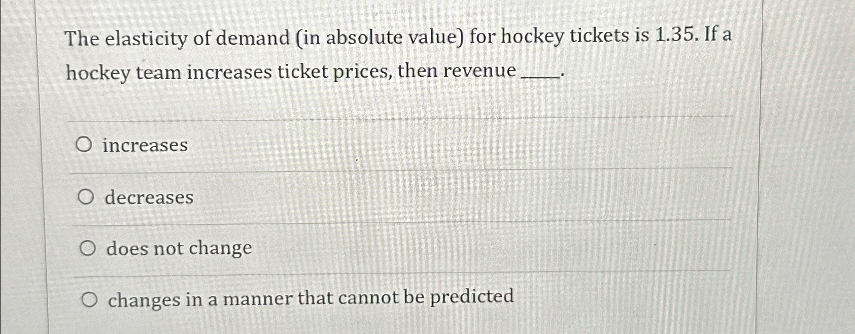Solved The elasticity of demand (in absolute value) ﻿for | Chegg.com