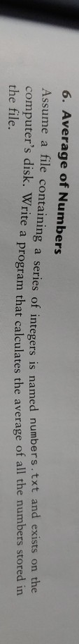 Solved 6 Average Of Numbers Assume A File Containing A