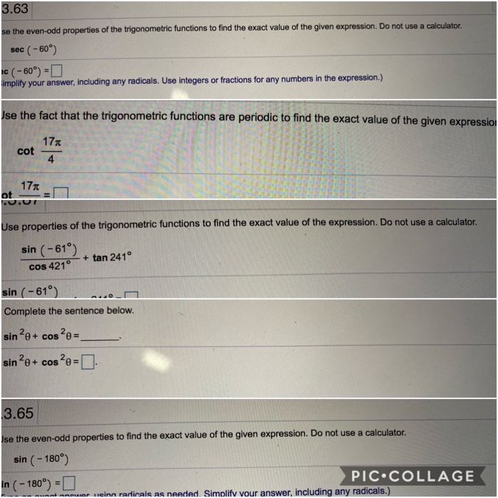 Solved 3.63 se the even-odd properties of the trigonometric | Chegg.com