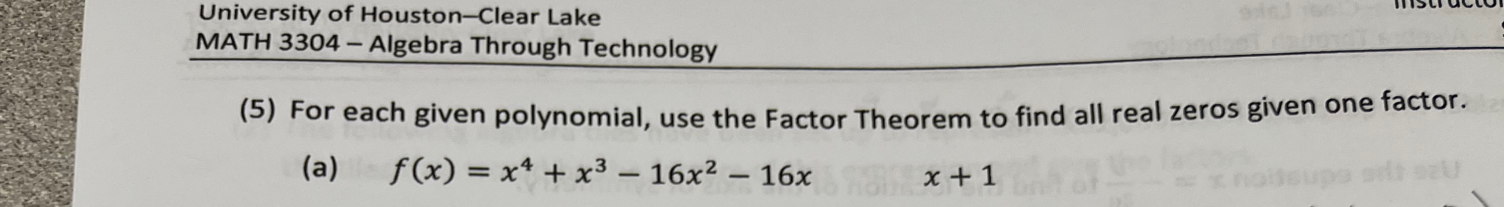 Solved For each given polynomial, use the Factor Theorem to | Chegg.com